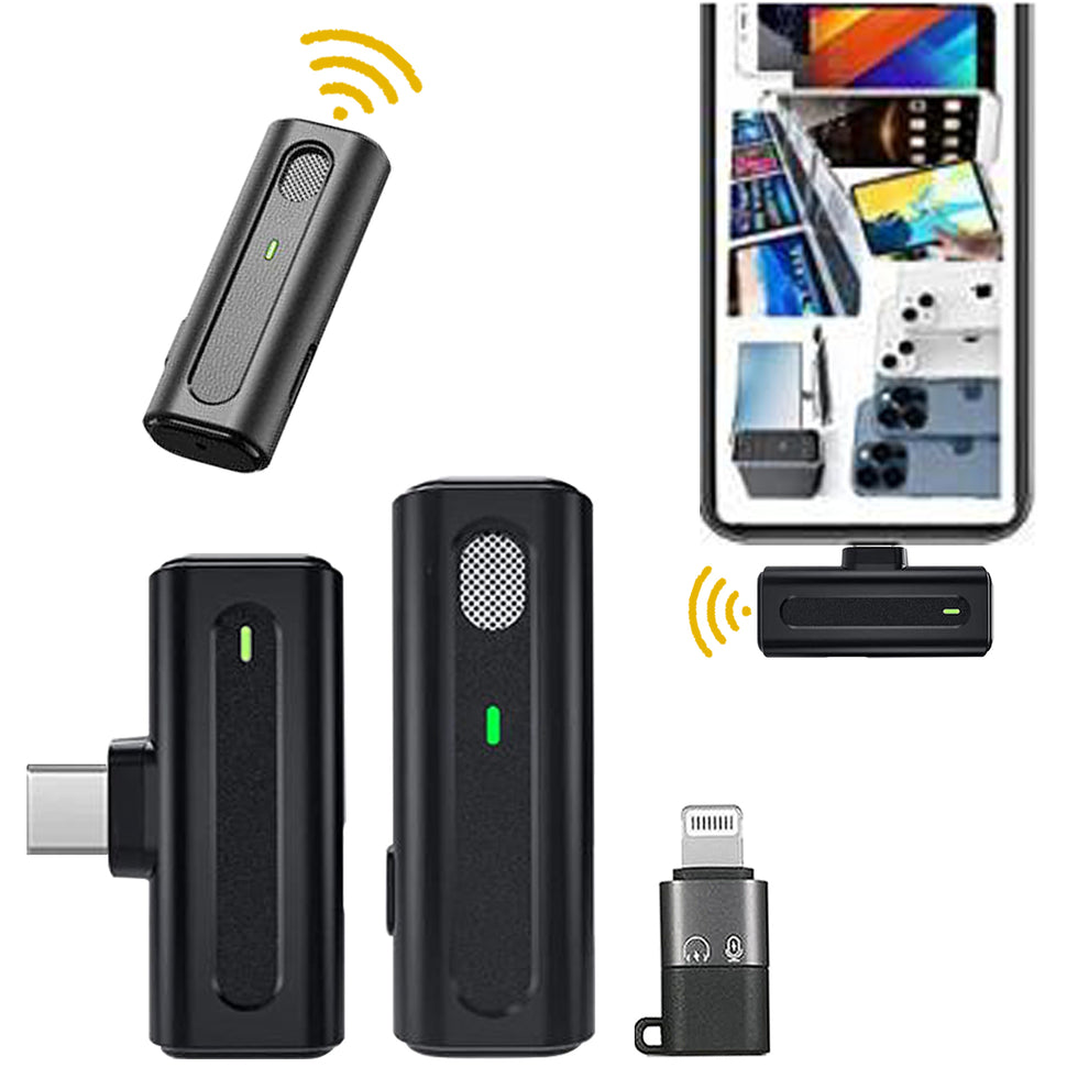 WRADER Wireless Mic for Android Mobile Type C and iPhone Mic for Recor ...