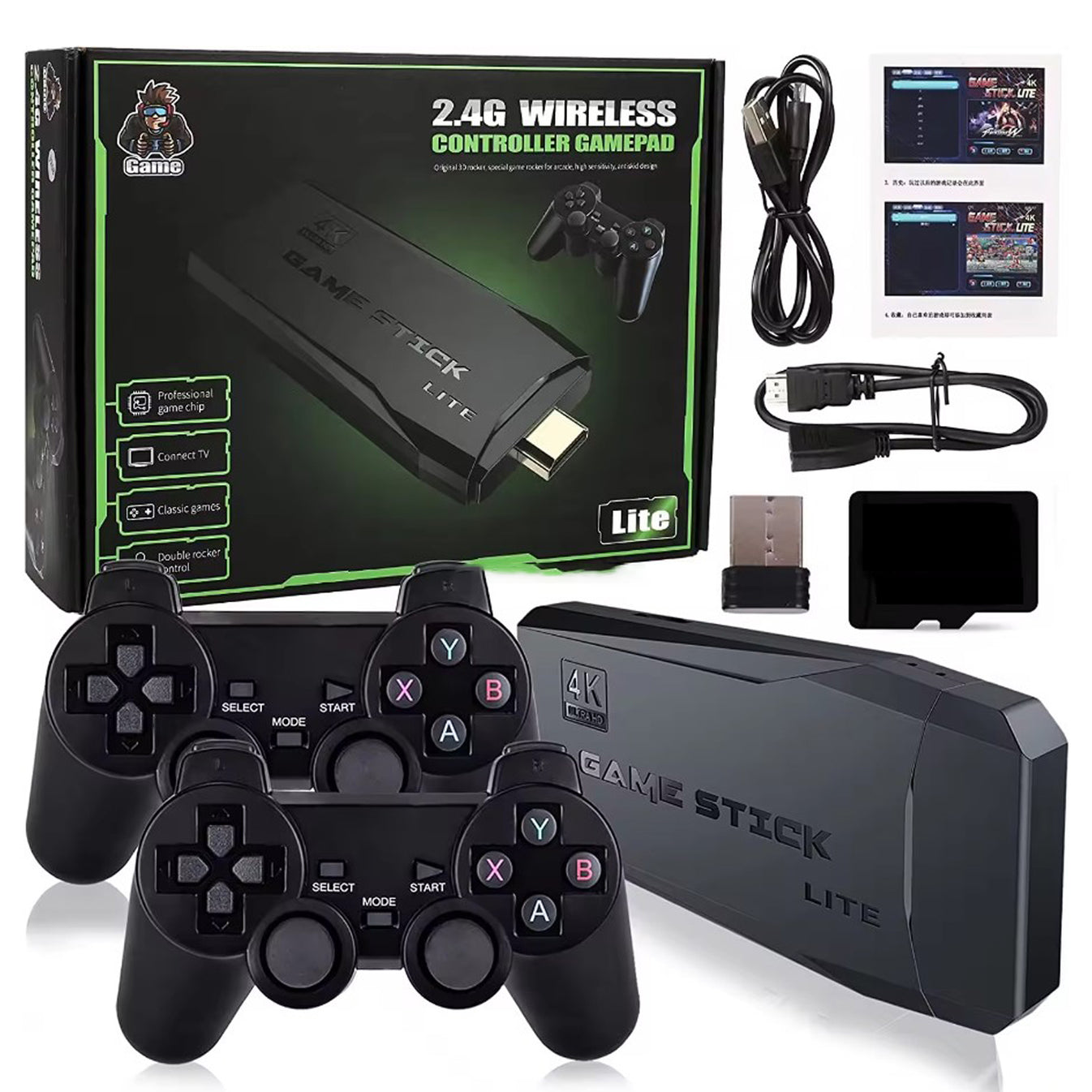 2.4g Wireless Controller Gamepad Retro Video Game 64gb Consoles 4K HD ...